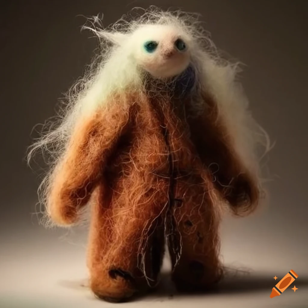 Fantasy felted wool creatures in special clothing on Craiyon