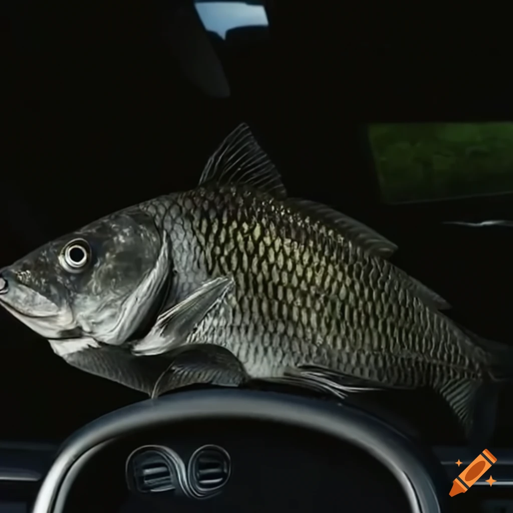 Fish driving a car on Craiyon