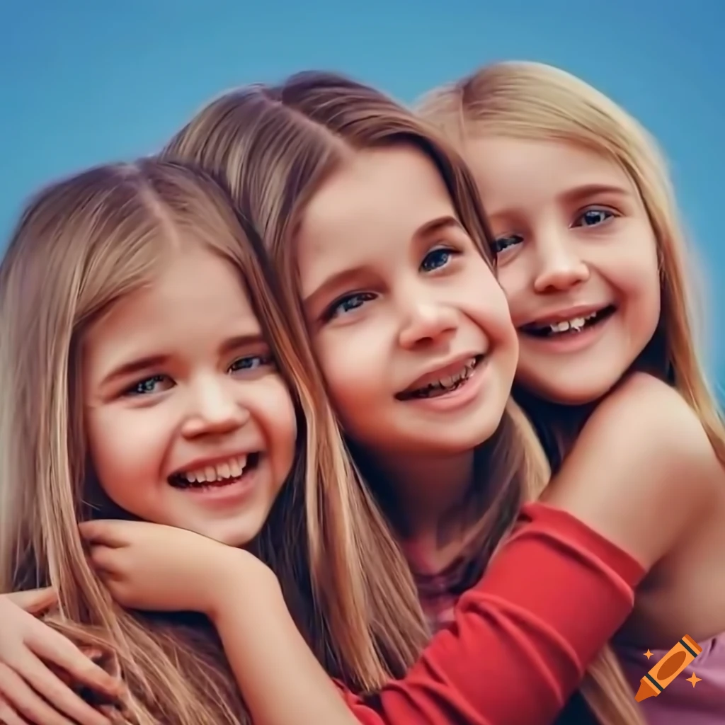 Three friends hugging lovingly on Craiyon
