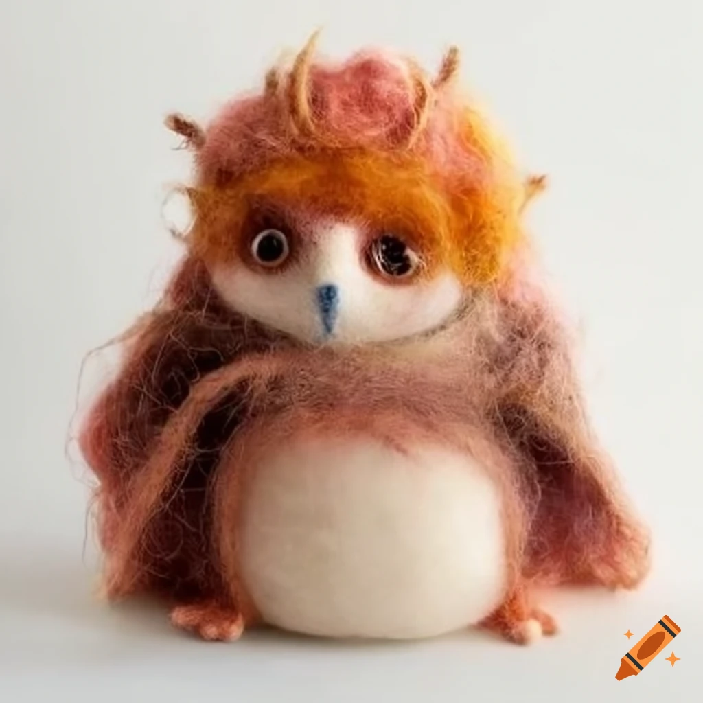 Fantasy felted wool creatures with unique clothing on Craiyon
