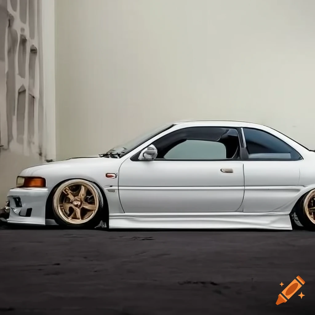 1997 white lancer coupe with sleek, lowered look on Craiyon