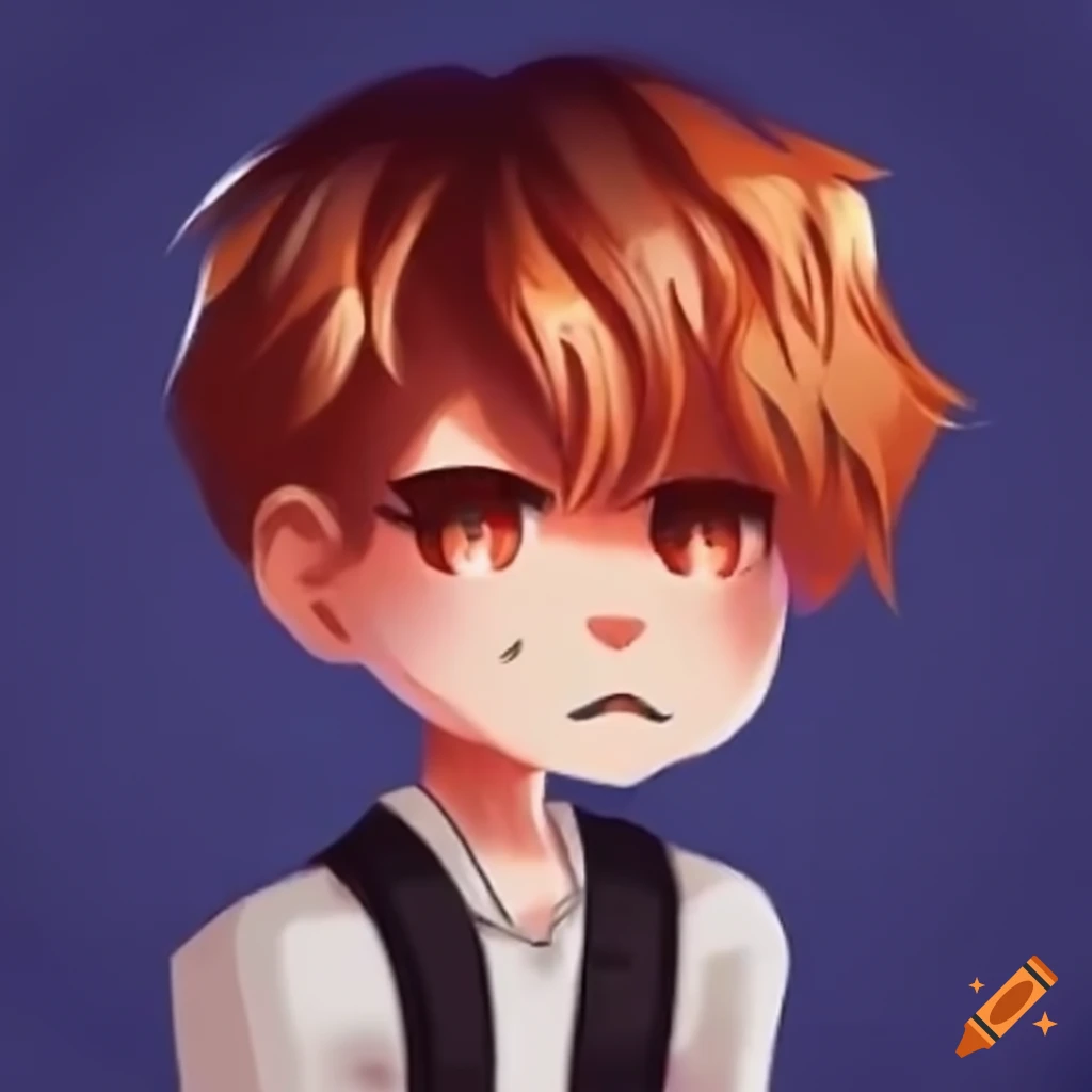 Roblox boy portrait chibi with bacon hair and brown eyes on Craiyon