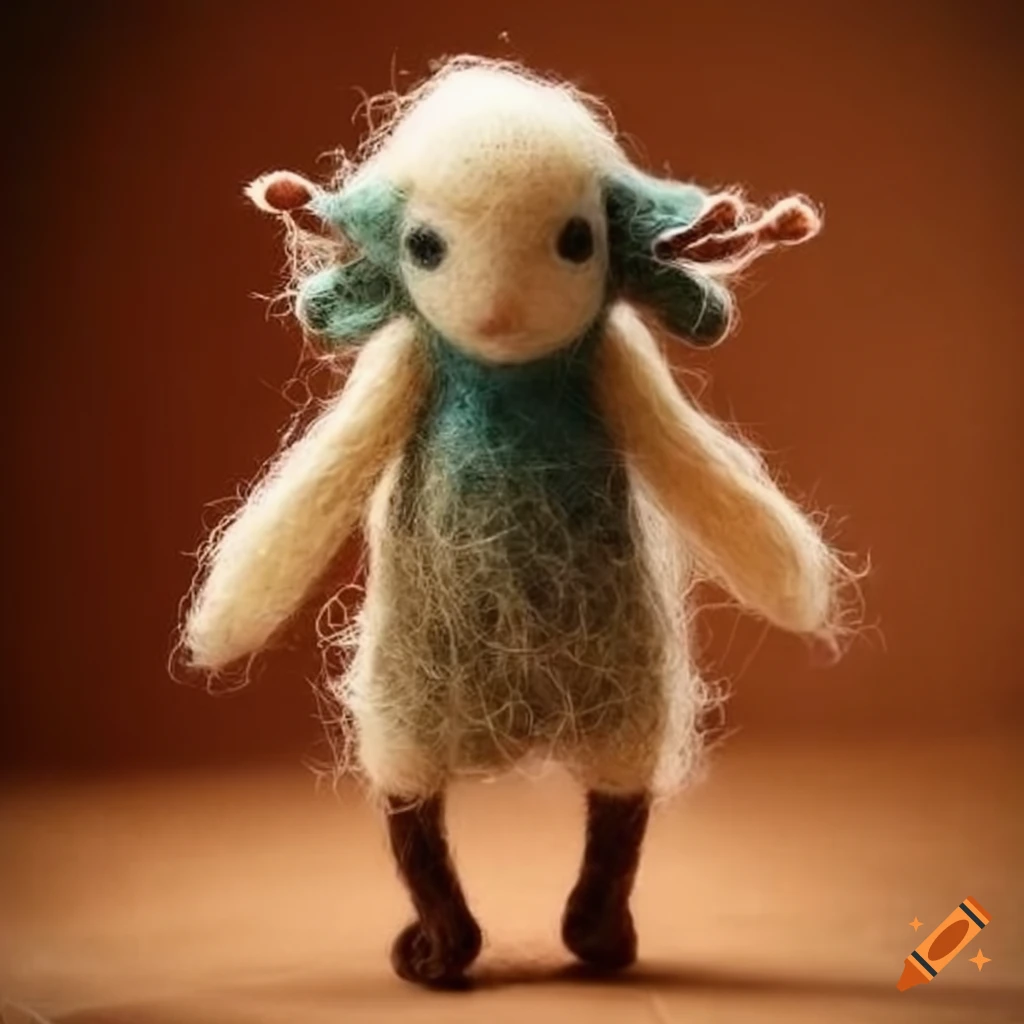 Fantasy felted wool creatures in unique clothing on Craiyon