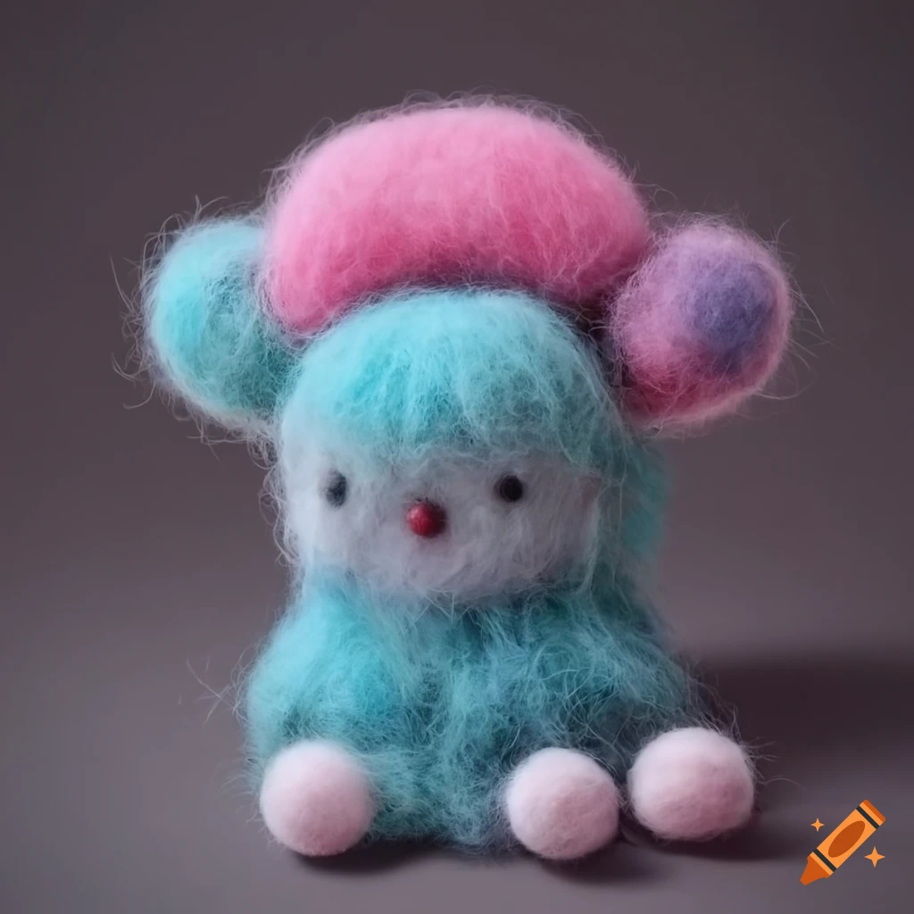 Fantasy felted wool creatures with unique outfits on Craiyon
