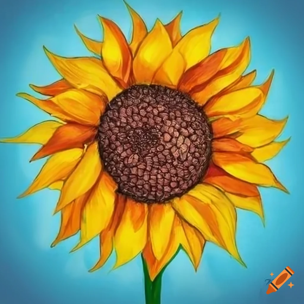 Child's drawing of positivity and sunflowers on Craiyon