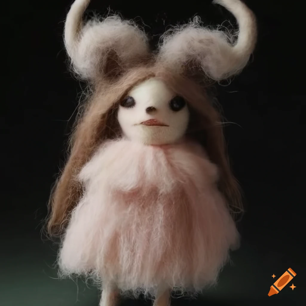Fantasy felted wool creatures with unique clothing on Craiyon