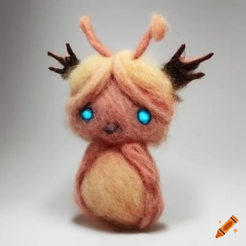 Fantasy felted wool creatures with unique outfits on Craiyon