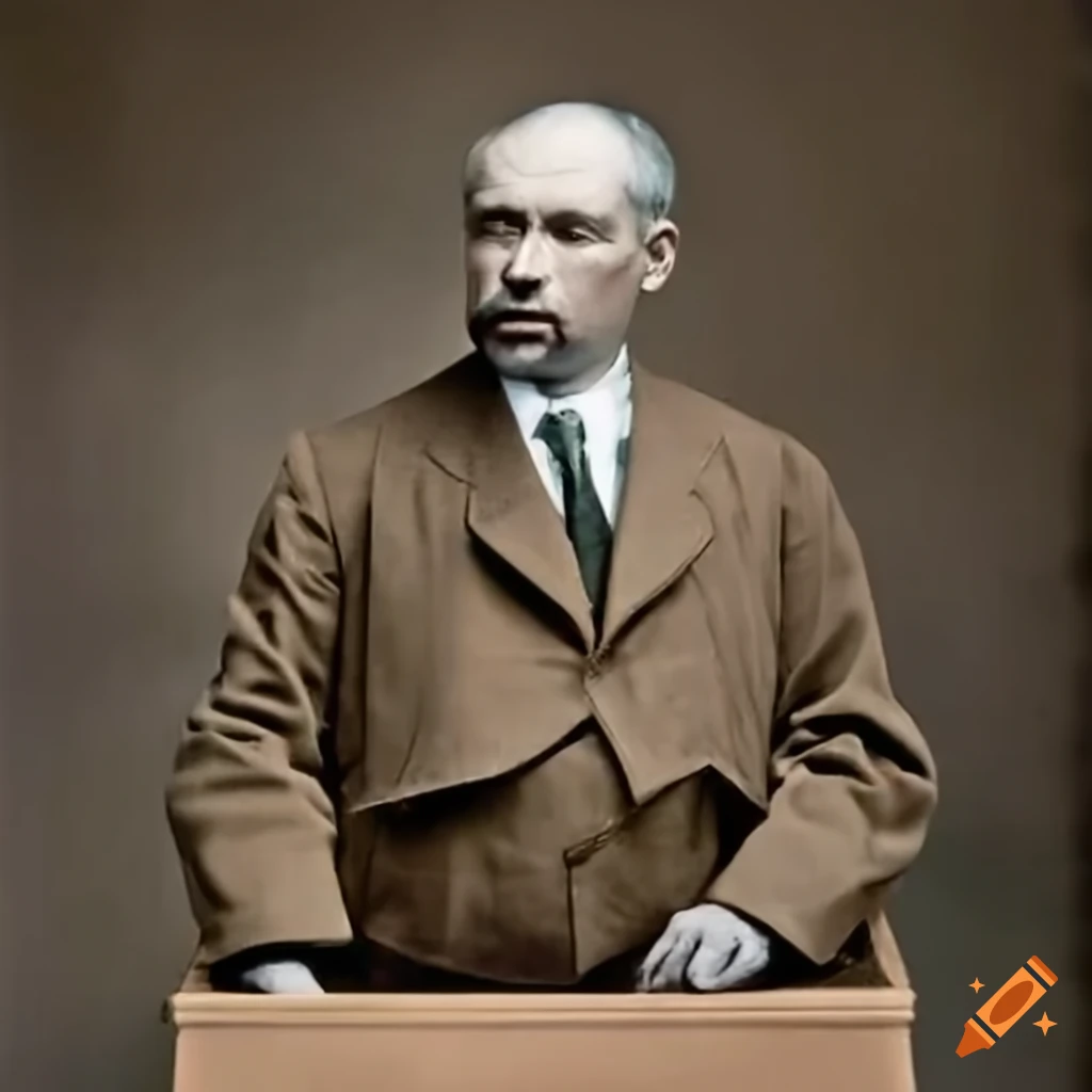 Russian man delivering a speech at a podium in early colorized photo on ...
