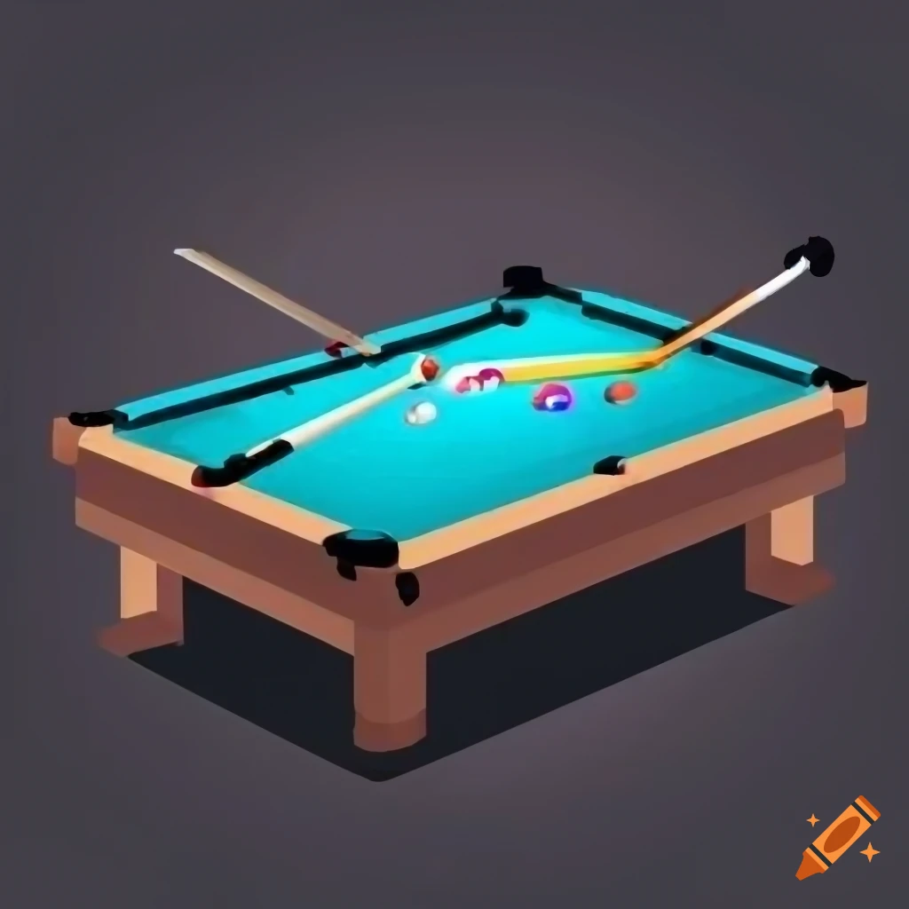 Pixelated pool table with pixel graphics on Craiyon