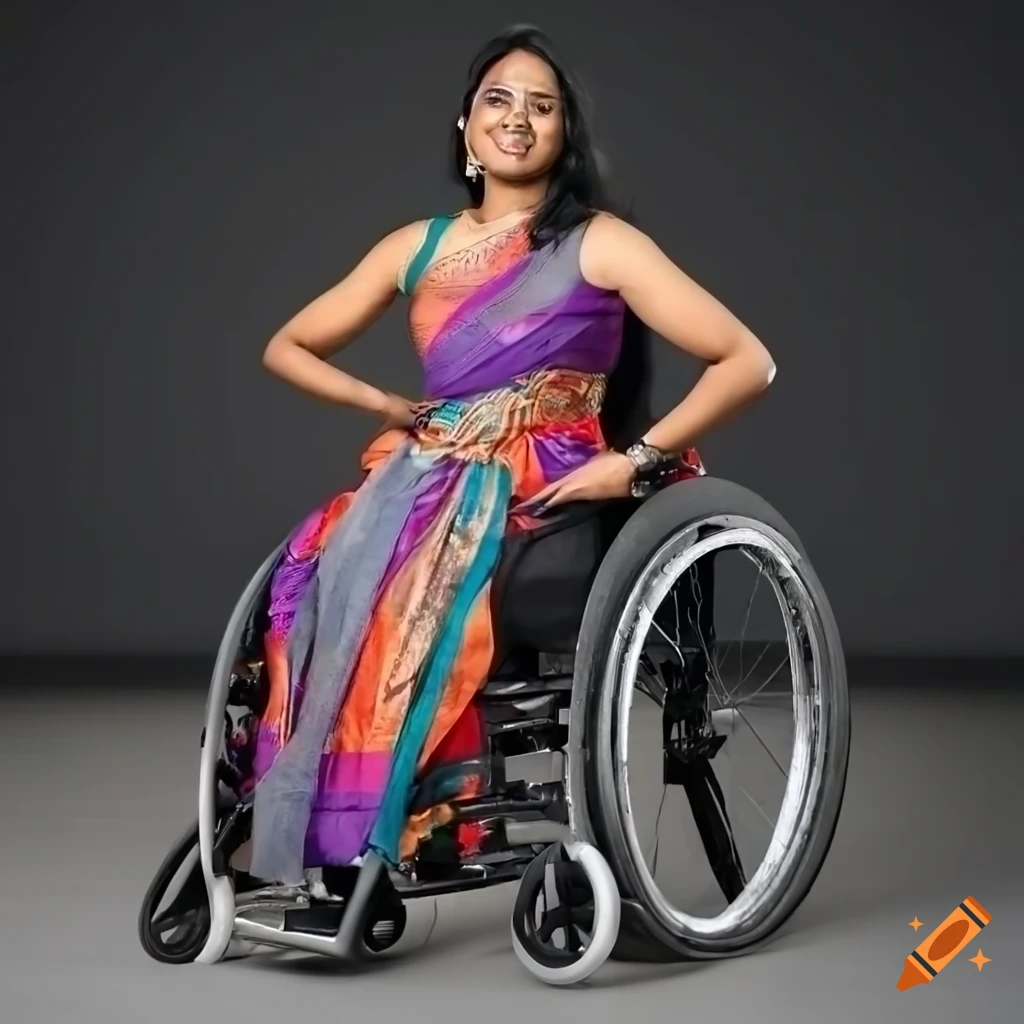 Resilient indian woman in state-of-the-art wheelchair exhibiting ...