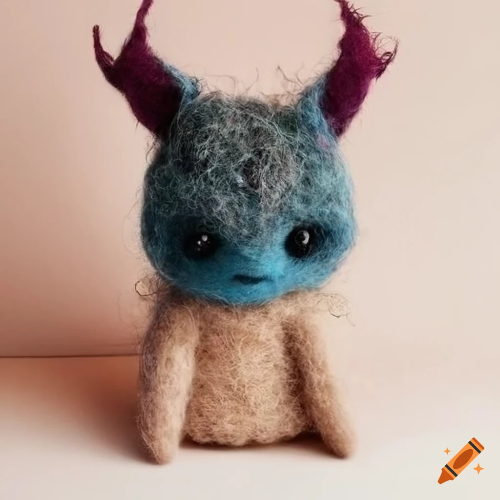 Fantasy felted wool creatures in special clothing on Craiyon