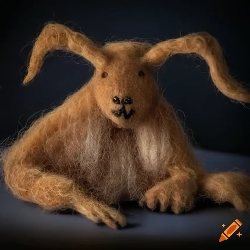 Fantasy felted wool creatures with special clothing on Craiyon