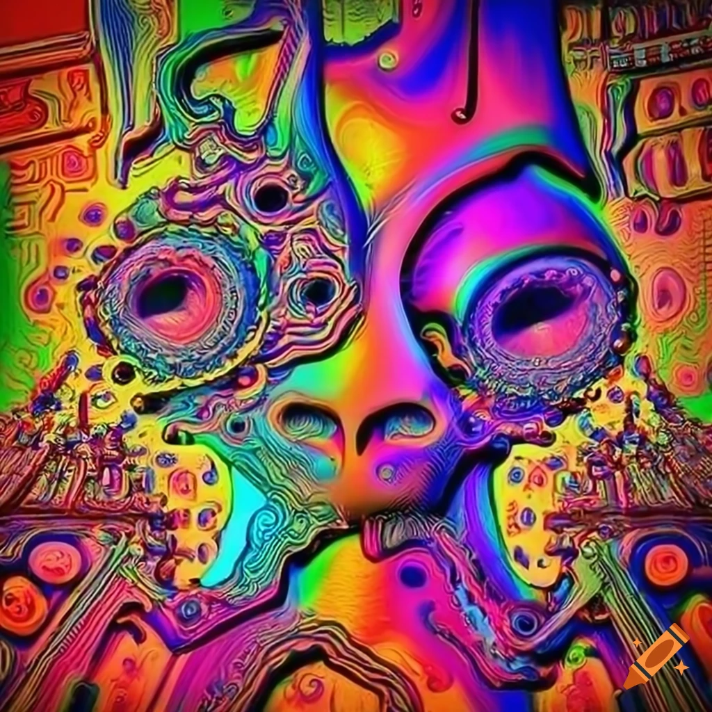 Psychedelic alien tree in tube art style with detailed technical ...