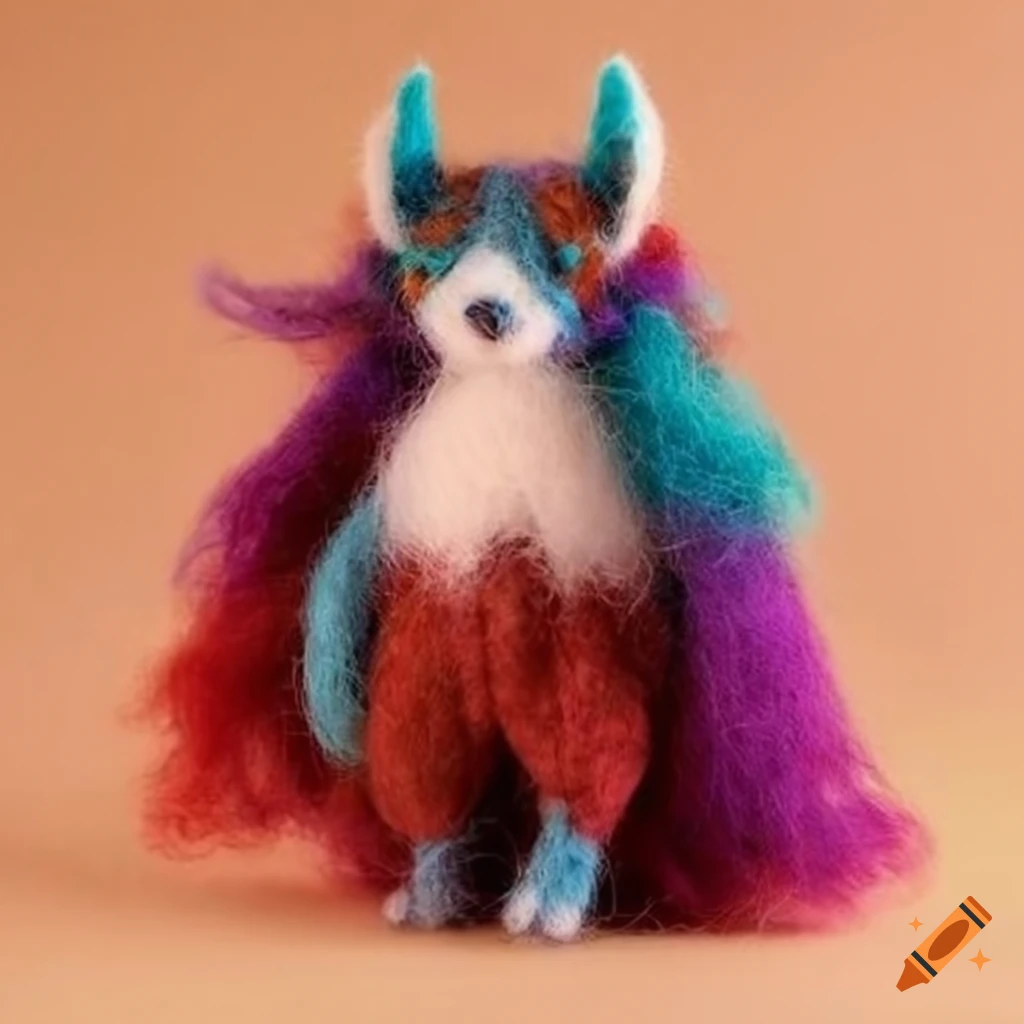 Fantasy felted wool creatures with special clothing on Craiyon