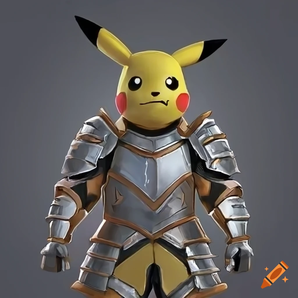 Pikachu wearing armor on Craiyon