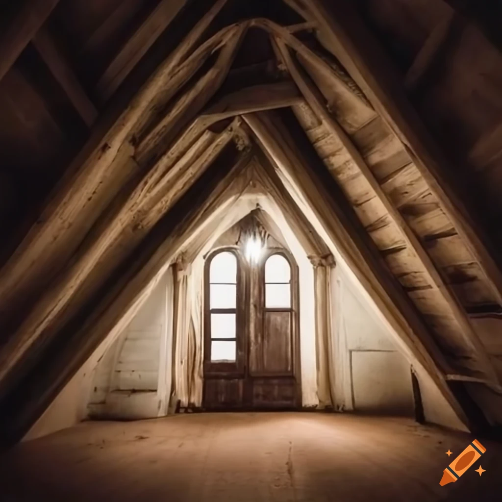 Authentic french old house attic at night on Craiyon