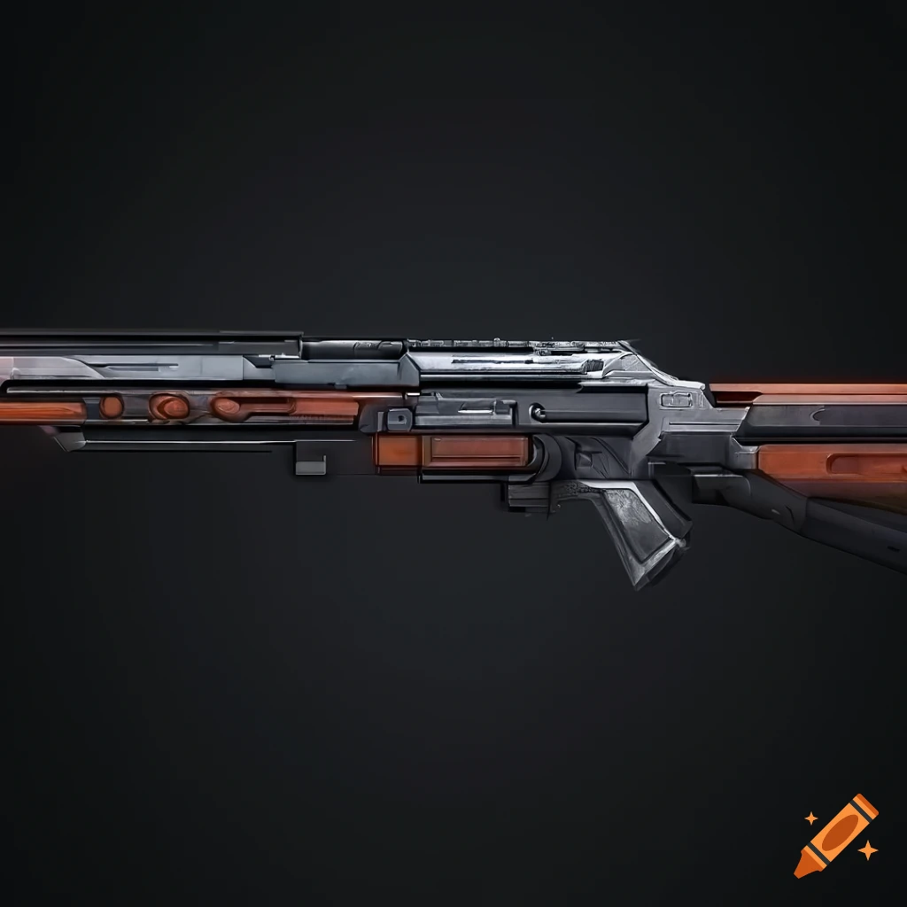 Sci-fi rifle with angular design in side view on Craiyon