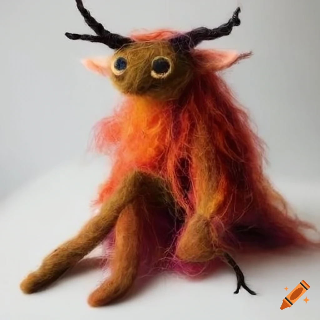 Fantasy felted wool creatures in special clothing on Craiyon
