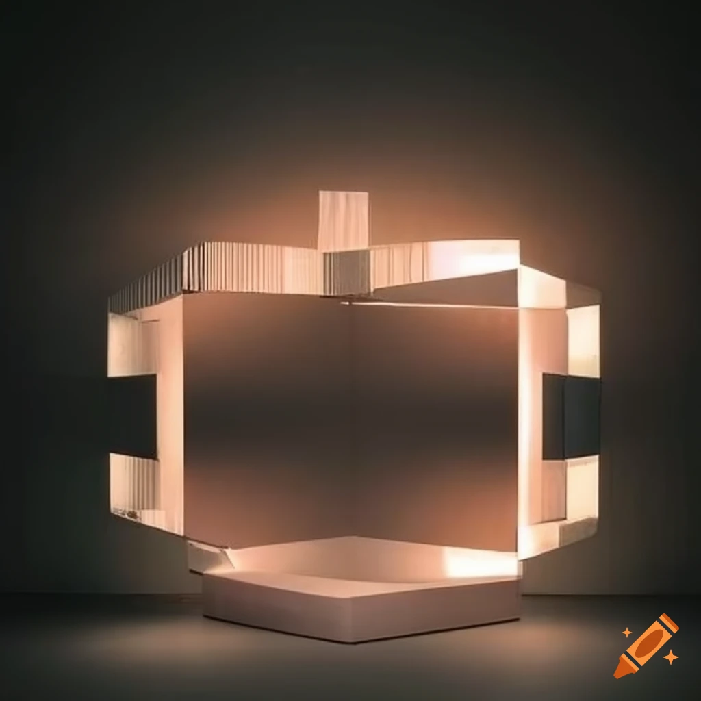 Modern geometric art installation with light illusion on Craiyon