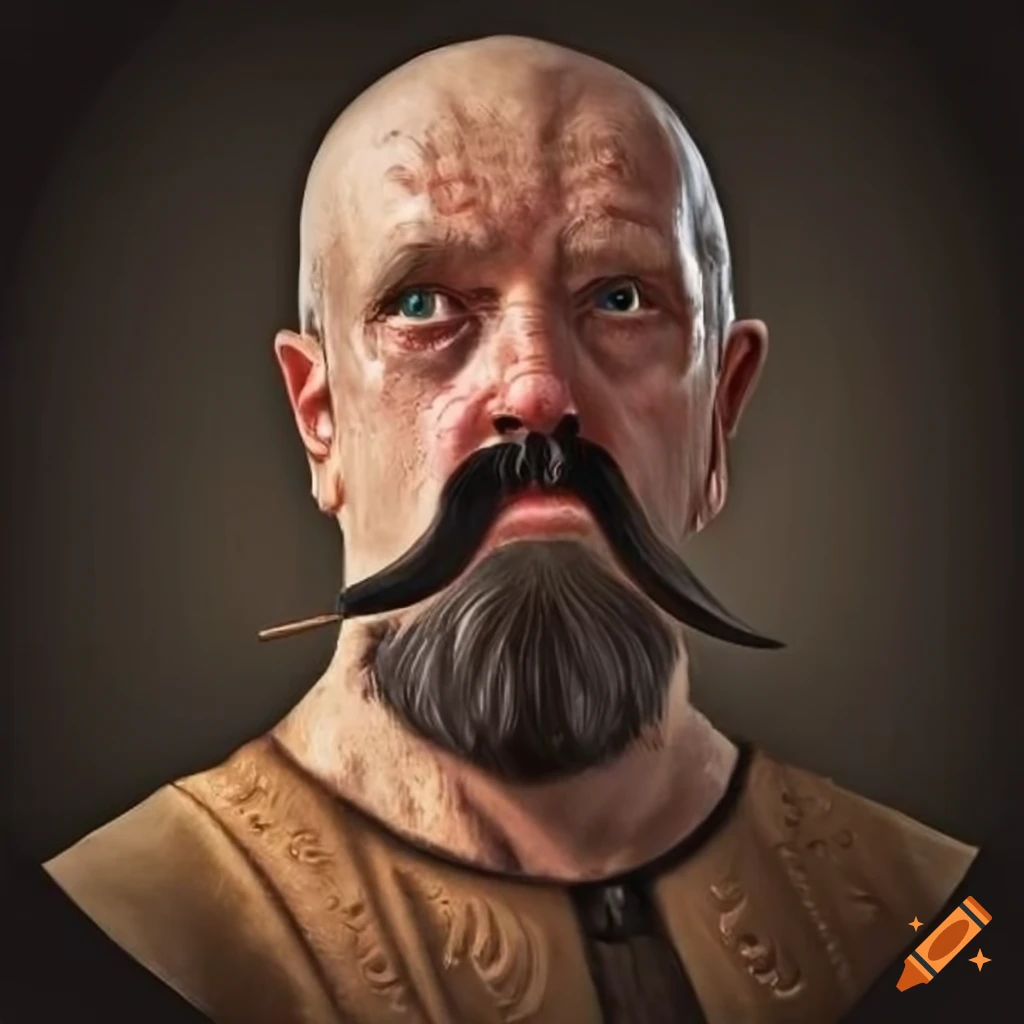 Portrait of a medieval boxer with a handle-bar moustache on Craiyon