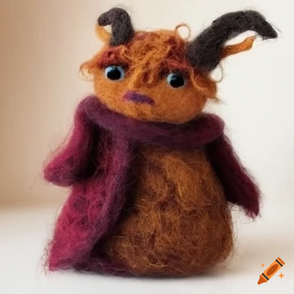 Fantasy felted wool creatures in unique clothing on Craiyon