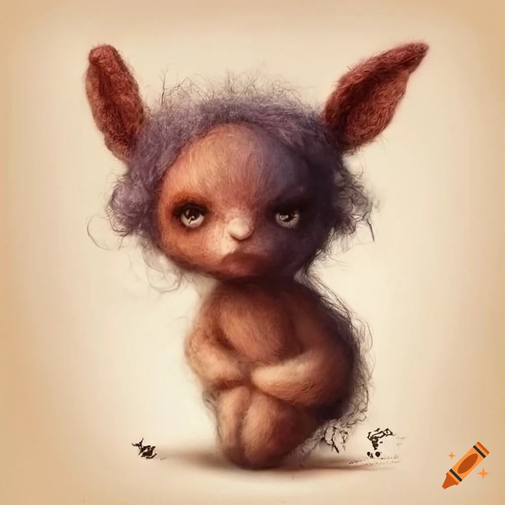 Fantasy felted wool creatures in unique attire on Craiyon