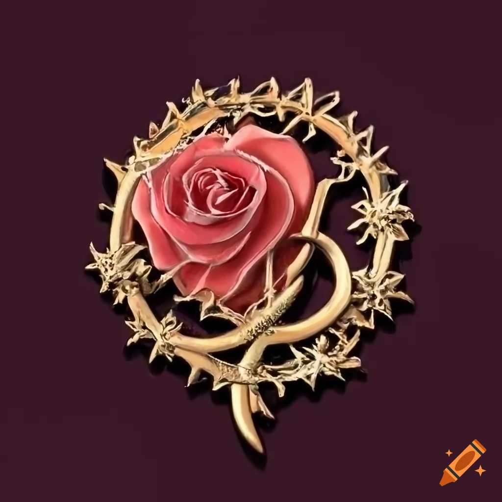 Minimalist rose design with intricate thorn vine border for Hunger ...
