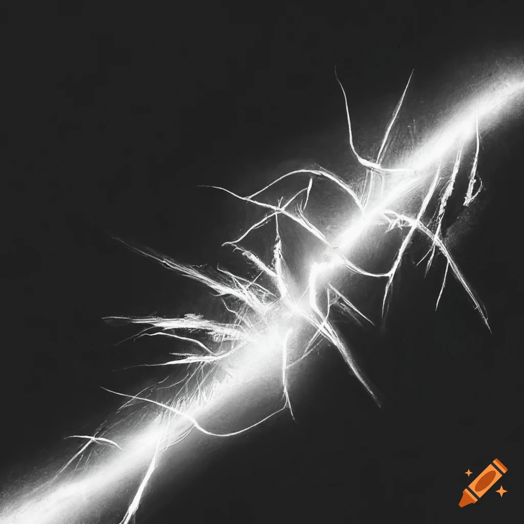Electric sparks from a black wire in charcoal drawing on Craiyon