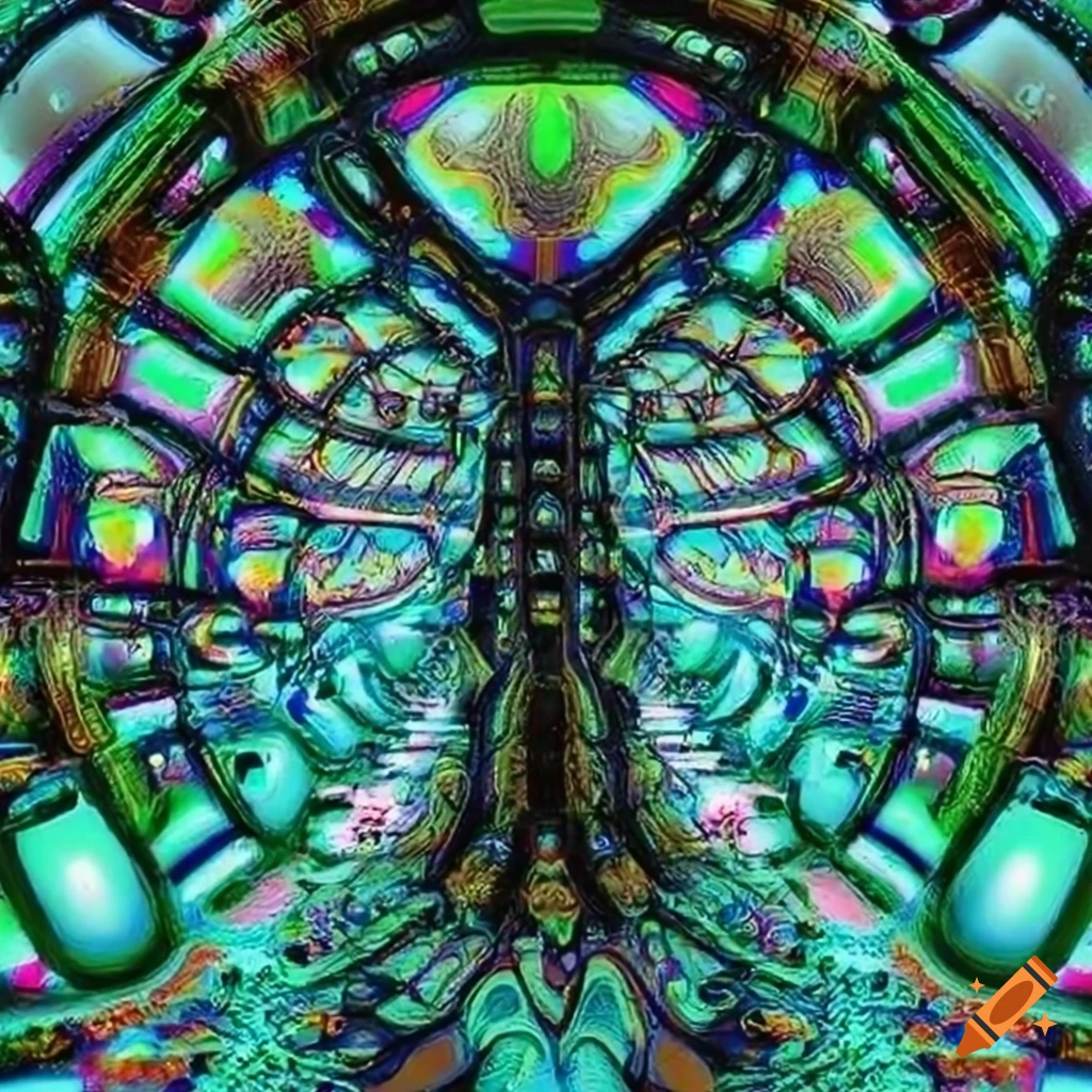 Psychedelic alien gigantic tree in tube art style on Craiyon