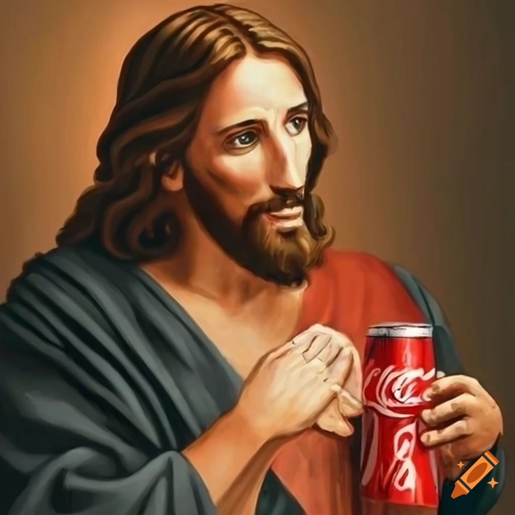Jesus with a diet coke on Craiyon