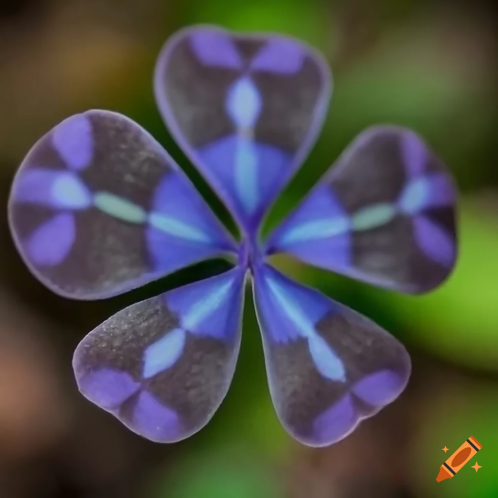 Blue and black plant resembling a four leaf clover and cherry blossom ...