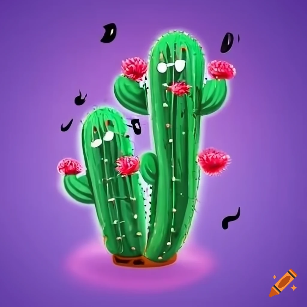 Singing cartoon cactus on Craiyon
