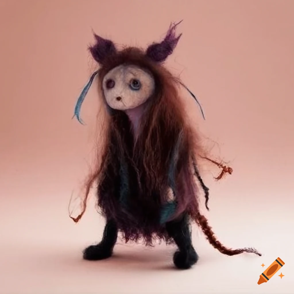 Fantasy felted wool creatures in special clothing on Craiyon