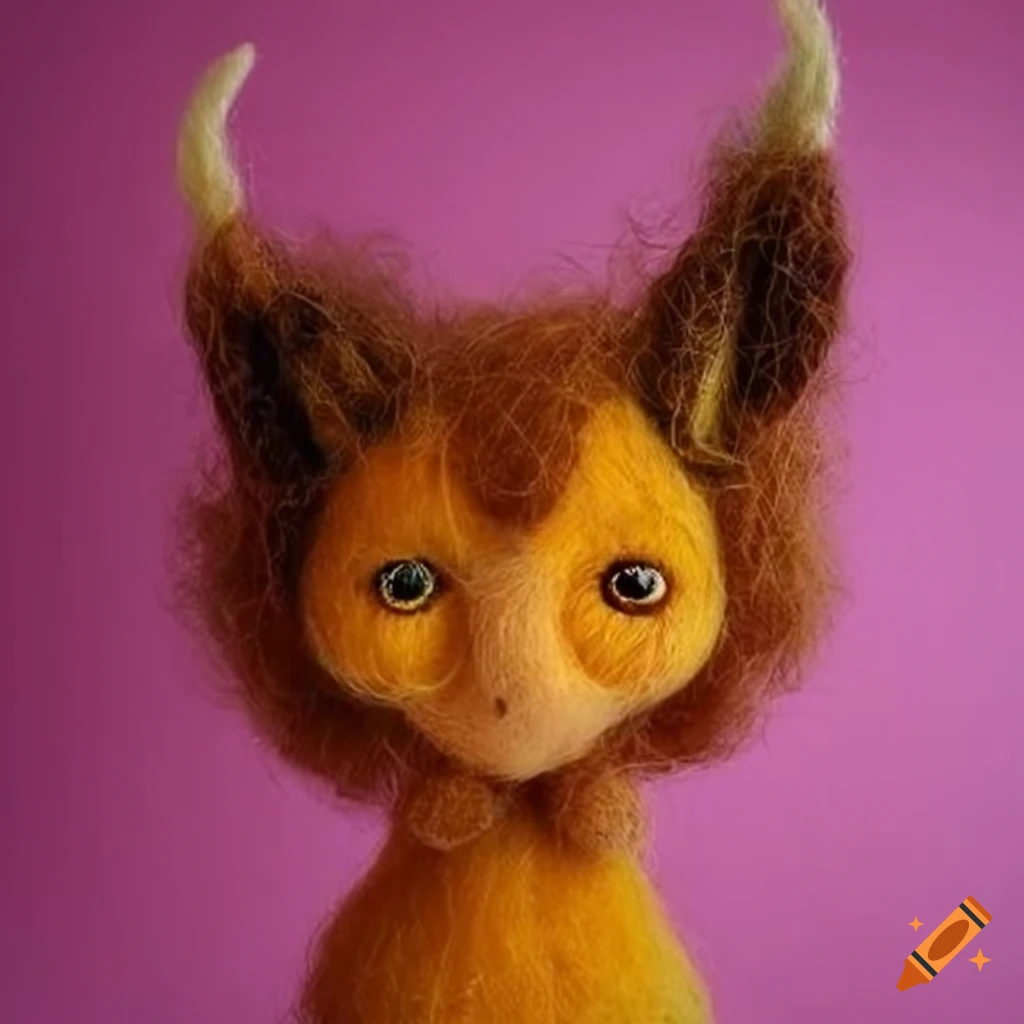 Fantasy felted wool creatures in unique clothing on Craiyon