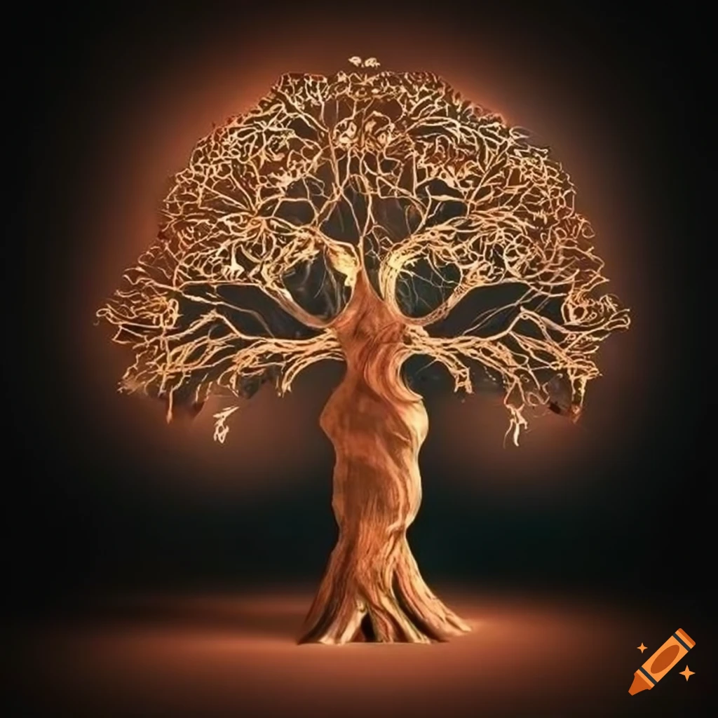 Tree with human hearts as leaves in symbolic art on Craiyon