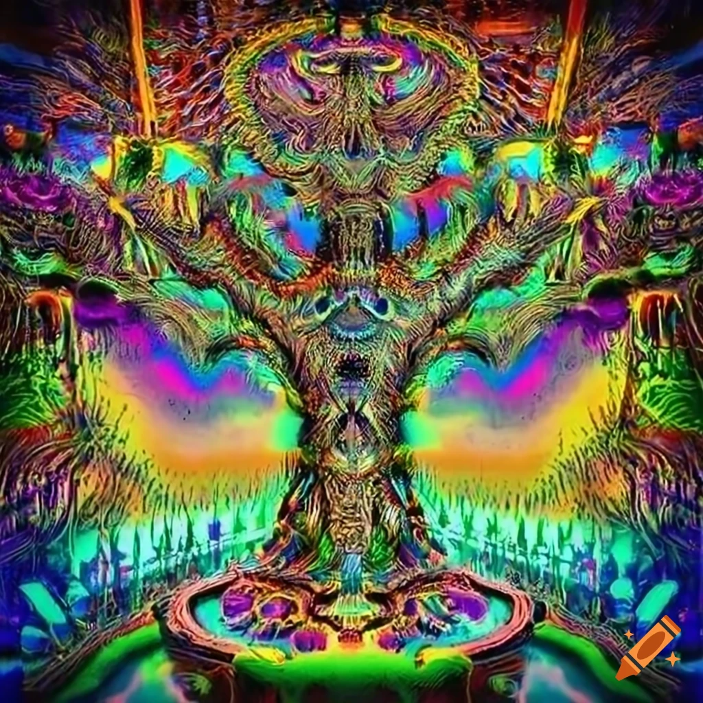 Psychedelic alien gigantic tree in tube art style on Craiyon