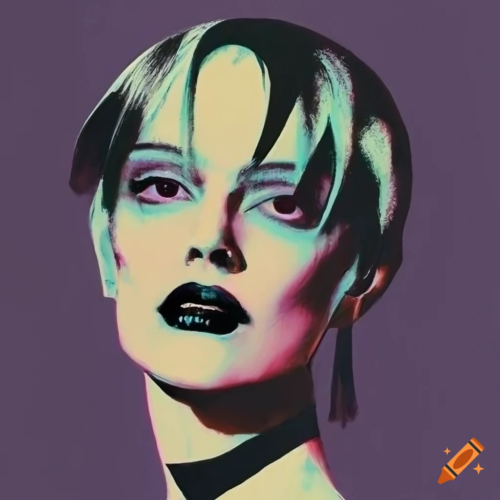 Aeon Flux portrait in Warhol style on Craiyon