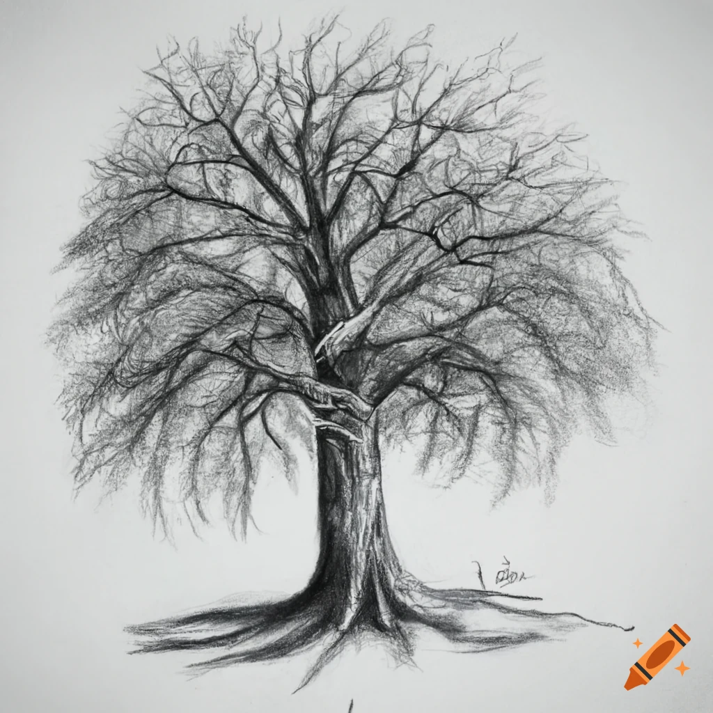 Easy tree pencil drawing on Craiyon