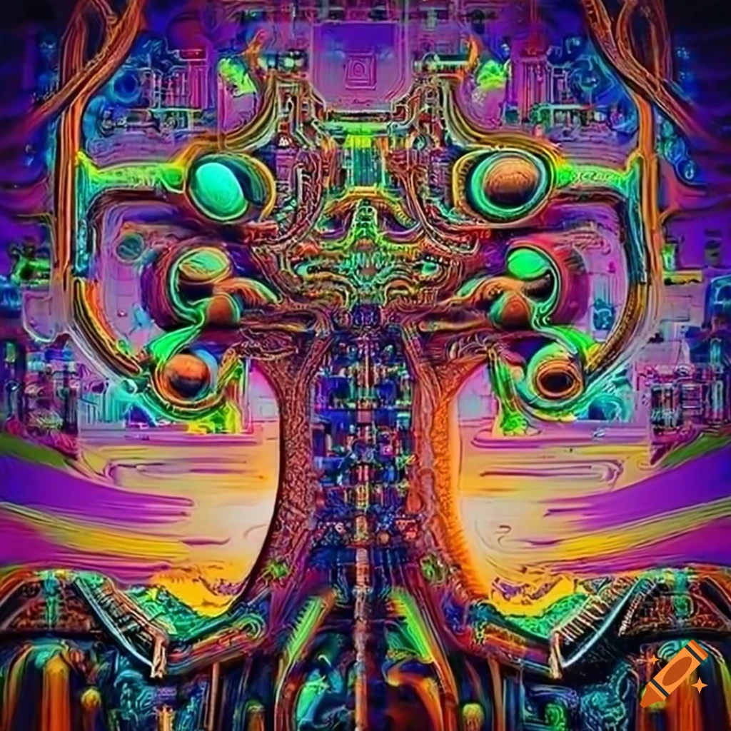 Psychedelic alien tree with electronic circuit board art style on Craiyon