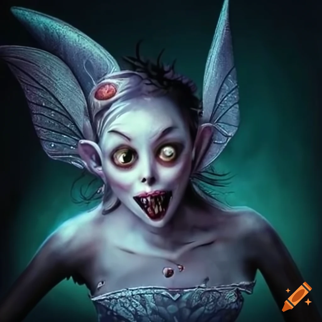 Creepy tooth fairy with shark teeth in tim burton style on Craiyon