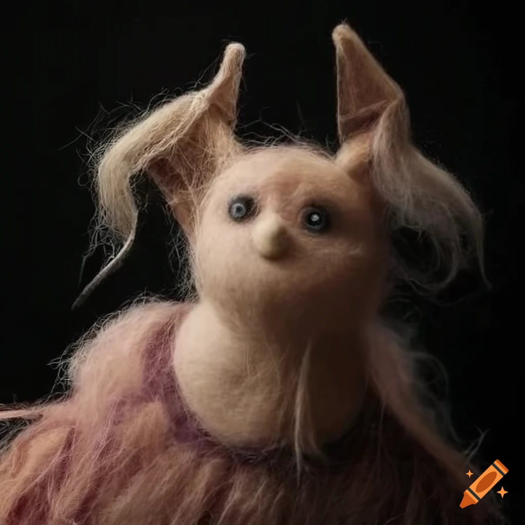Fantasy felted wool creatures in unique clothing on Craiyon