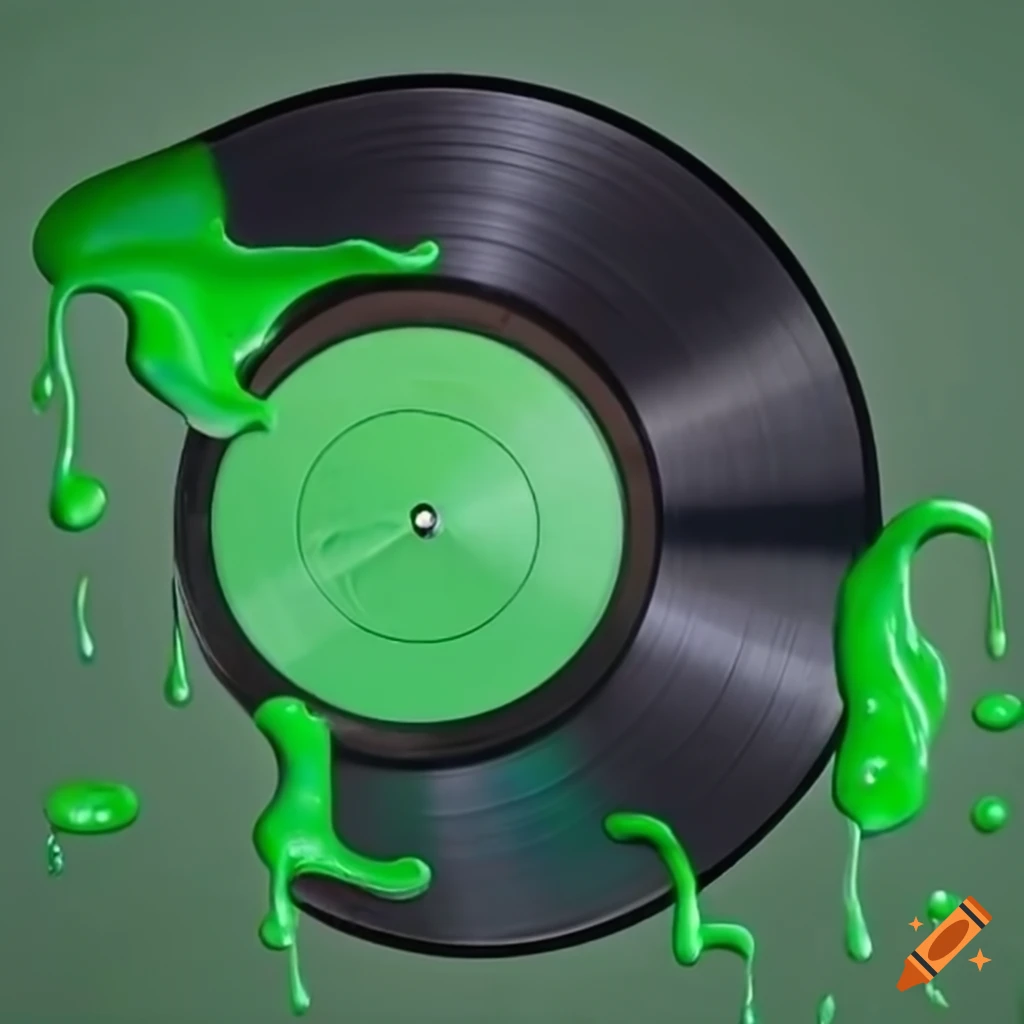 Green vinyl record with dripping slime on Craiyon