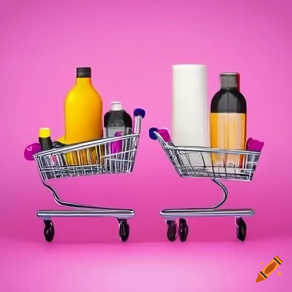 Product comparison in two shopping carts in a shop on Craiyon