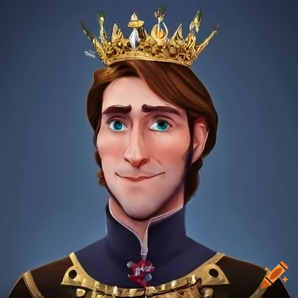 Prince hans of the southern isles adorned in a crown in realistic style on Craiyon