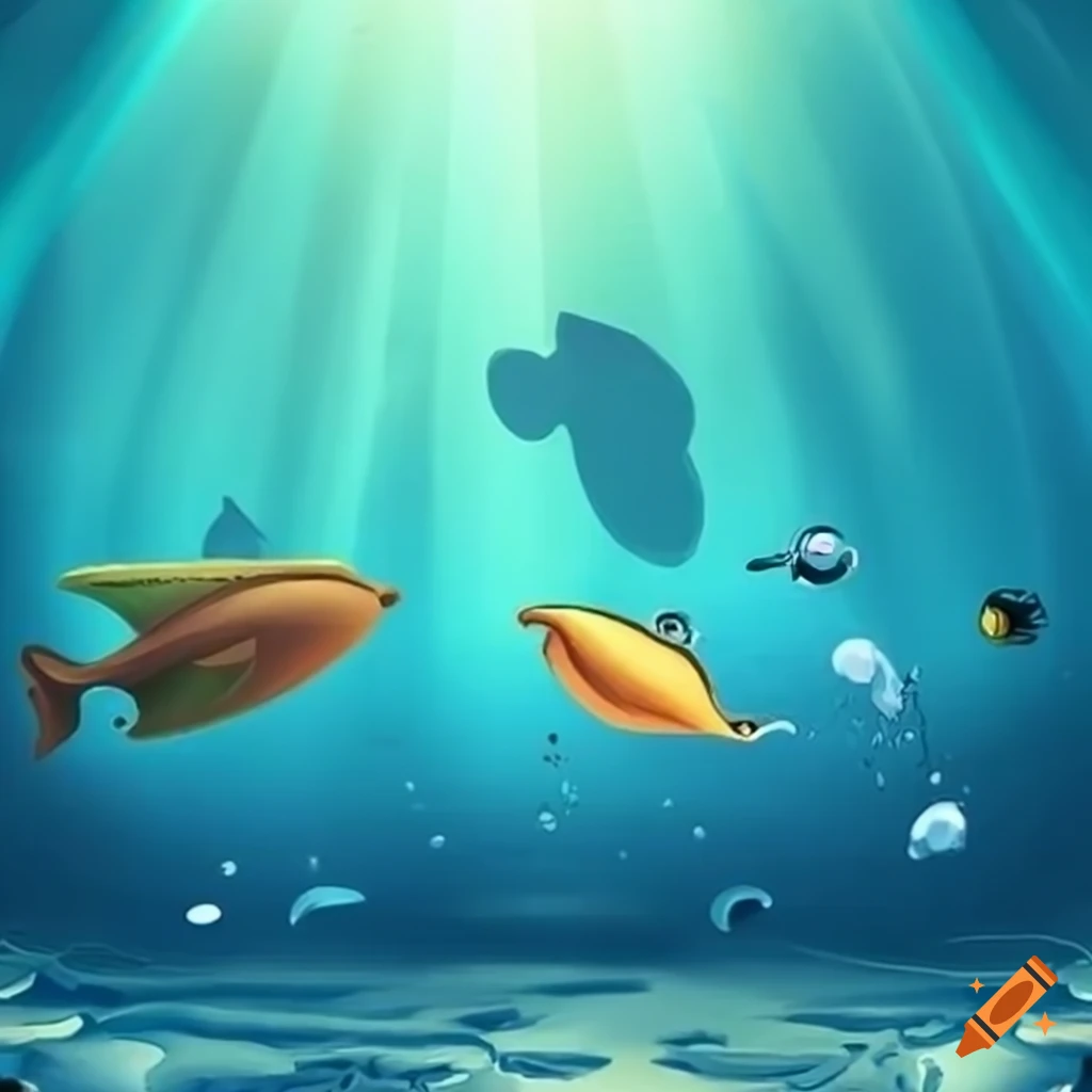 Underwater scene in cartoon style on Craiyon