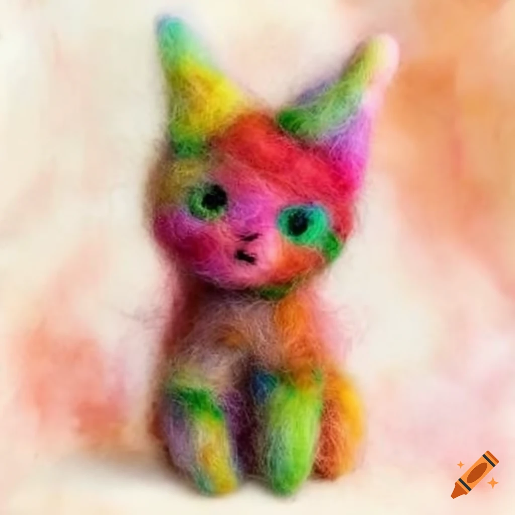 Fantasy felted wool creatures wearing unique clothing on Craiyon