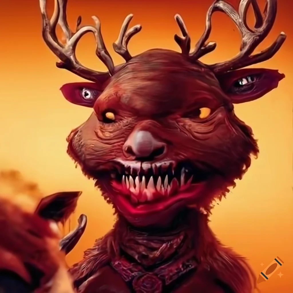 Three-headed evil reindeer on Craiyon