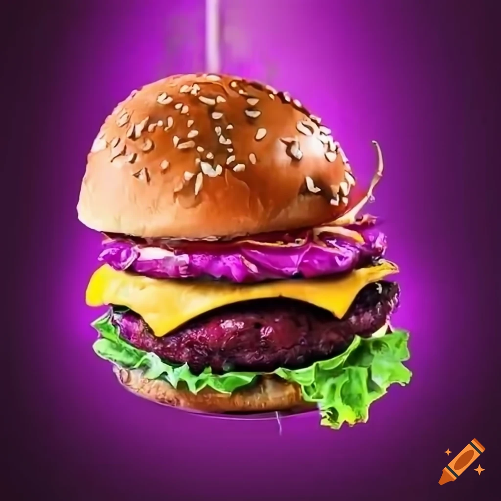 Purple burger in space on Craiyon