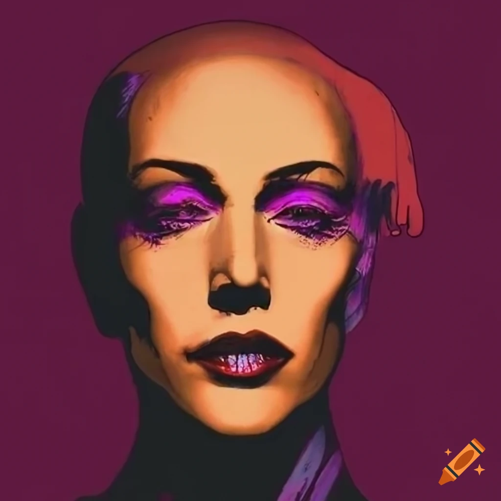 Aeon Flux portrait in Warhol style on Craiyon