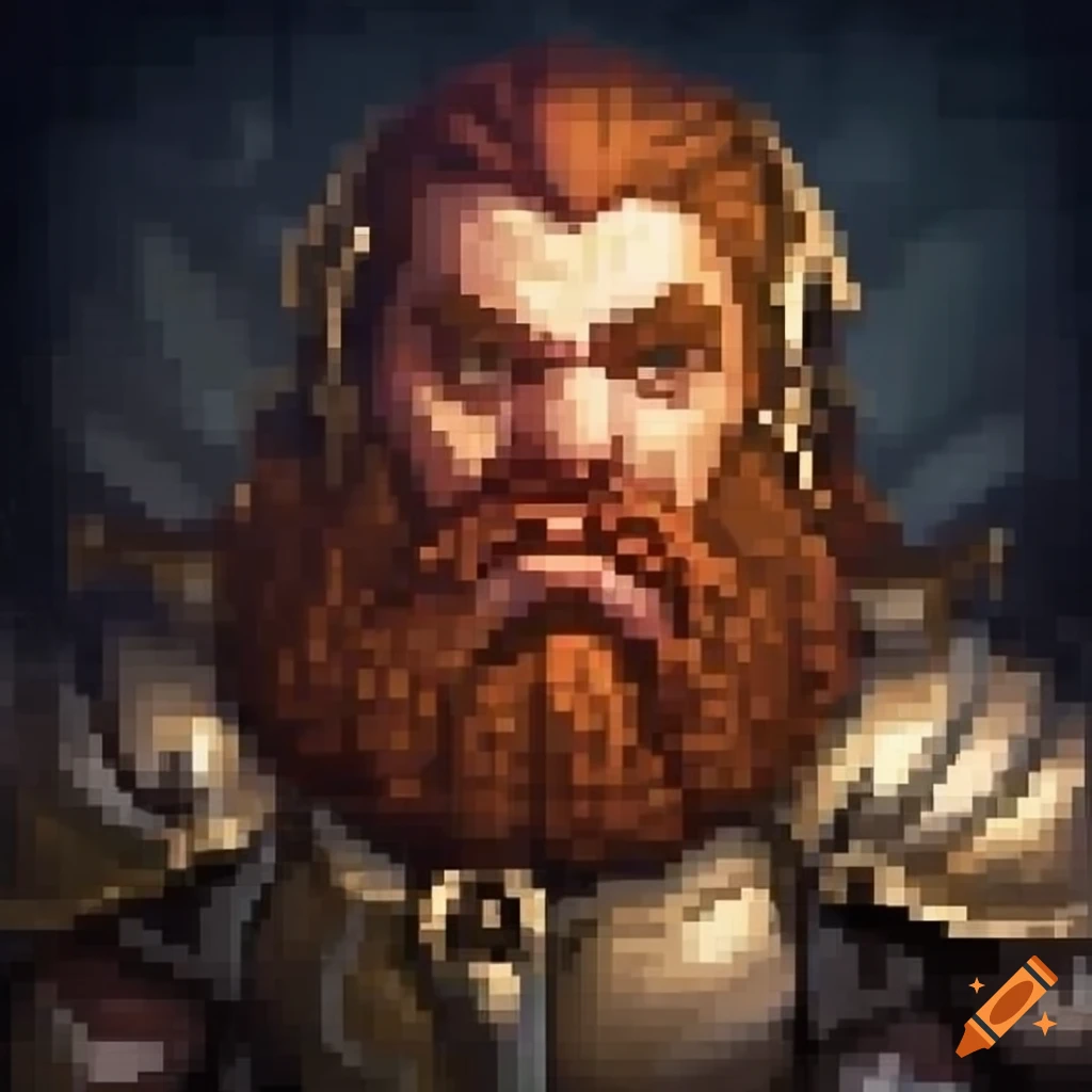 Highly detailed pixel art of a dwarf warrior similar to final fantasy ...